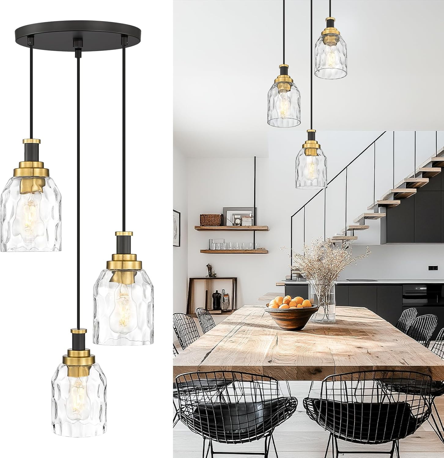 zeyu Adjustable Modern Cluster Pendant Light for Kitchen Island, 3 ...