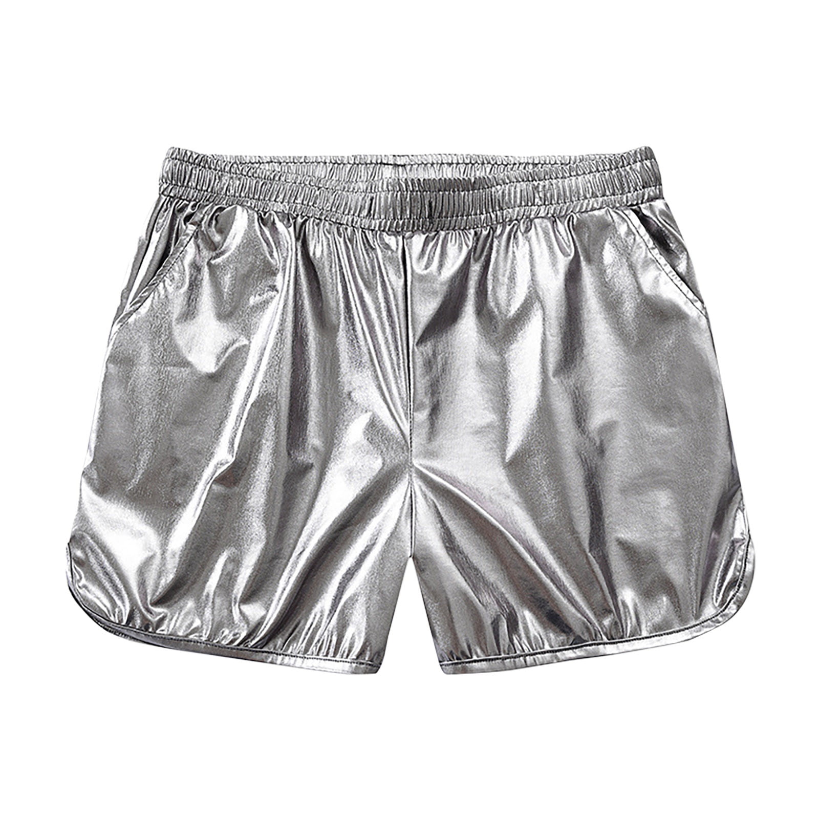 zfhfof Men Shiny Metallic Swim Trunks Elastic Waist Sparkly Shorts Hot ...