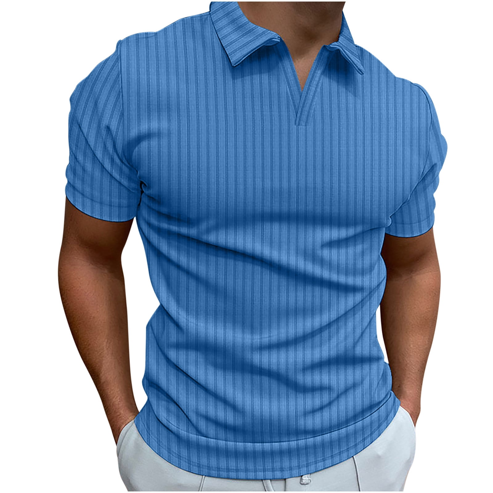 zfhfof Men's Muscle V Neck Polo Shirts Slim Fit Shirt Short Sleeve Golf ...