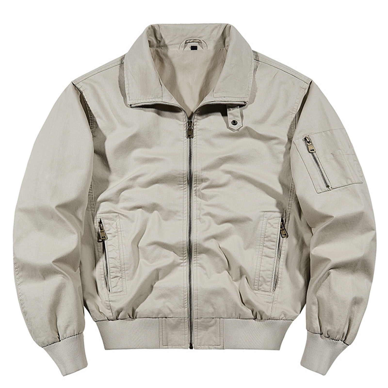 zfhfof Mens Bomber Jacket Fall Winter Casual Military Windbreaker Full ...
