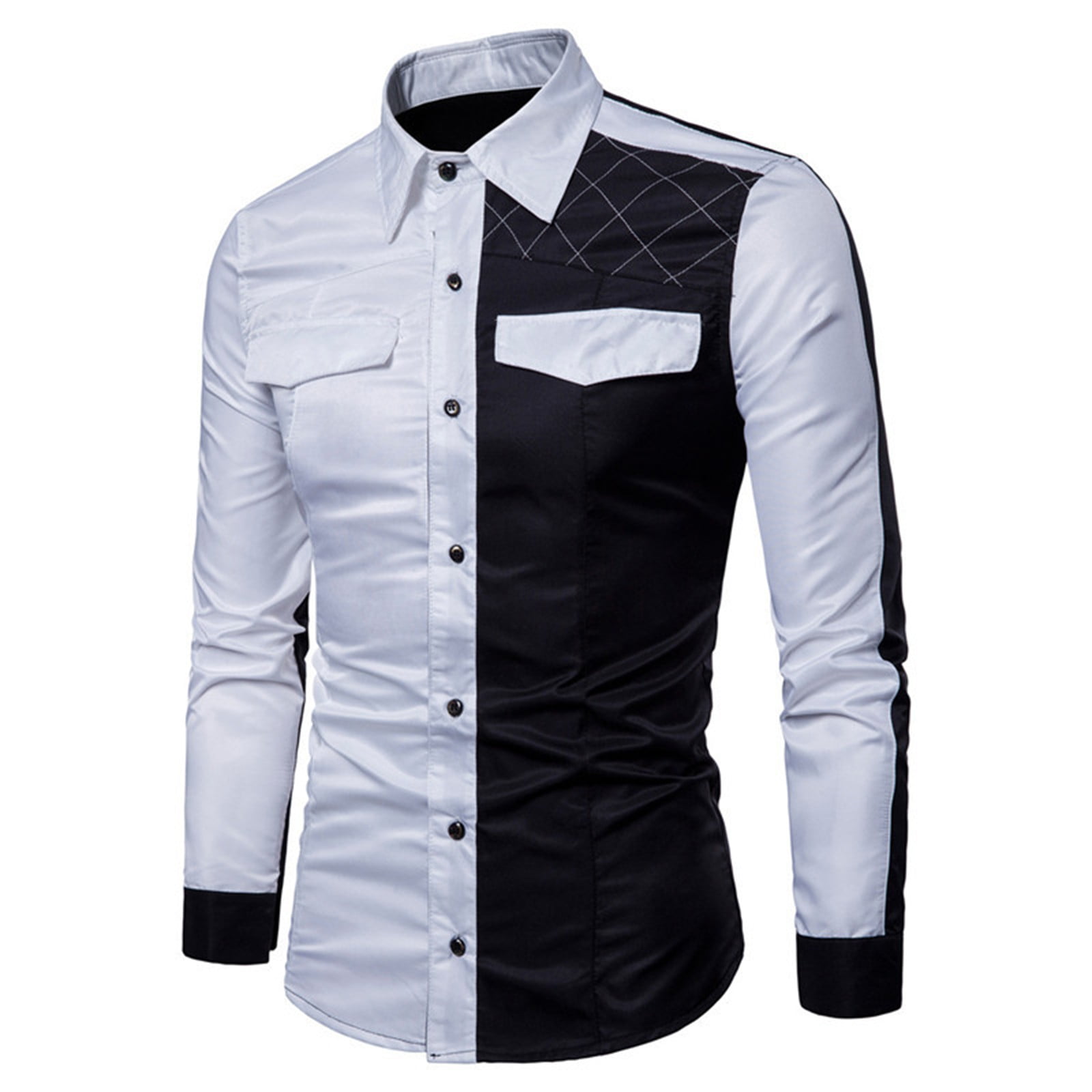 zfhfof Mens Dress Shirts Slim Fitted Long Sleeve Collared Shirts Color ...