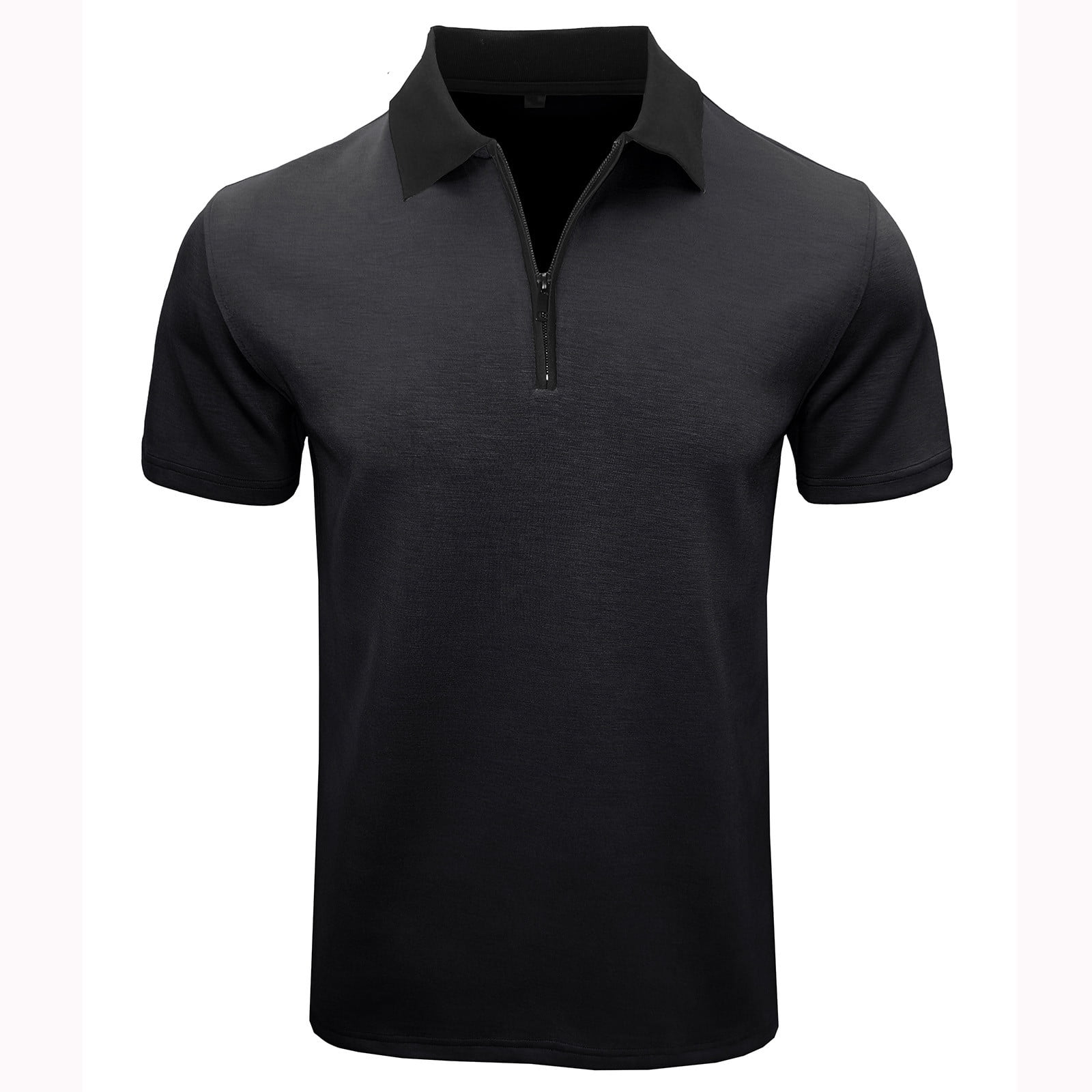 zfhfof Mens Quarter-Zip V Neck Polo Shirts Slim Fit Short Sleeve ...