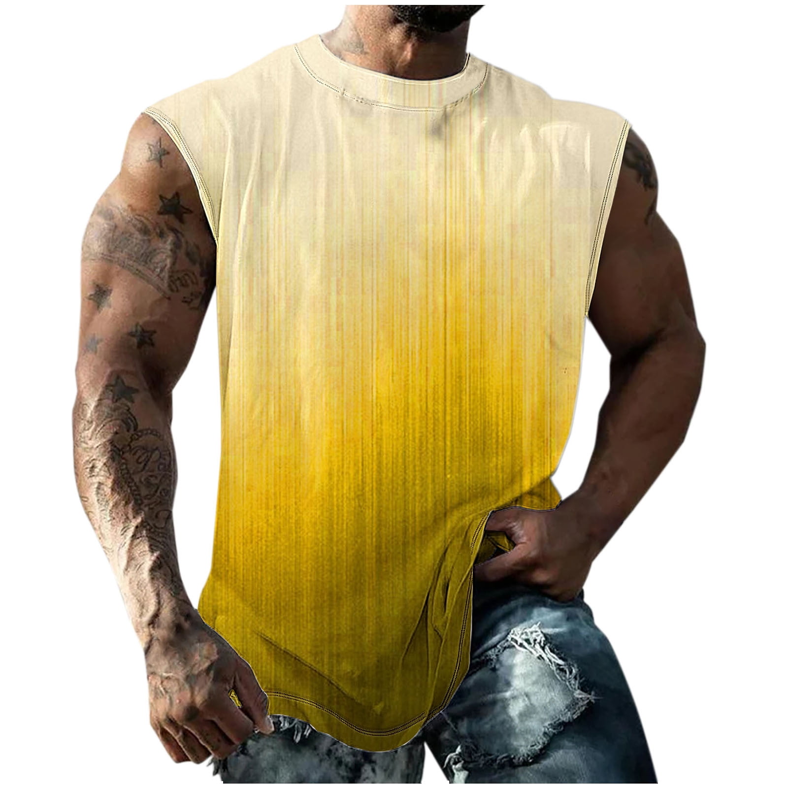 zfhfof Mens Workout Cut Off Shirts Summer Casual Muscle Shirt ...