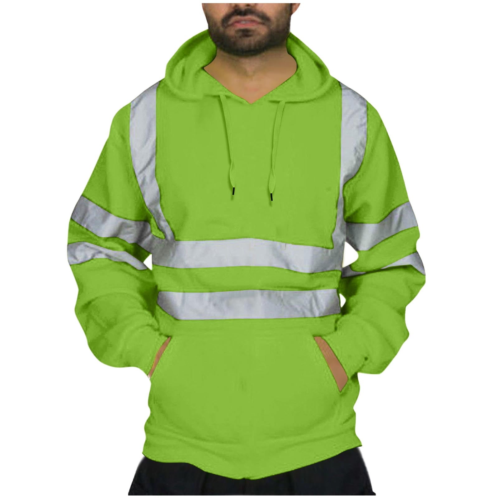 zfhfof Reflective Shirts for Men High Visibility Safety Hoodie Casual Fit Hi-Vis Hoodies Long ...