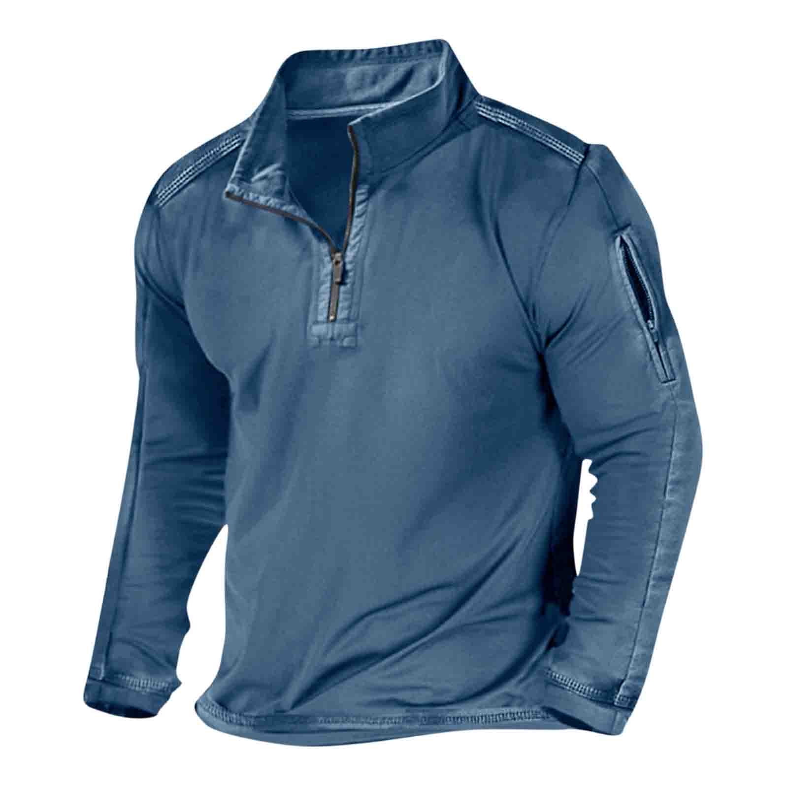 zfwon Jumpers for Men Plain Color 1/4 Zip Pullover Thin Sweatshirt Mens ...