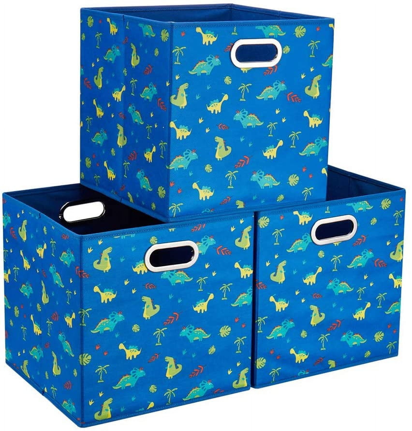 sdzinft 13 inch Collapsible Storage Cubes Bins Teal Stripes Fabric ...