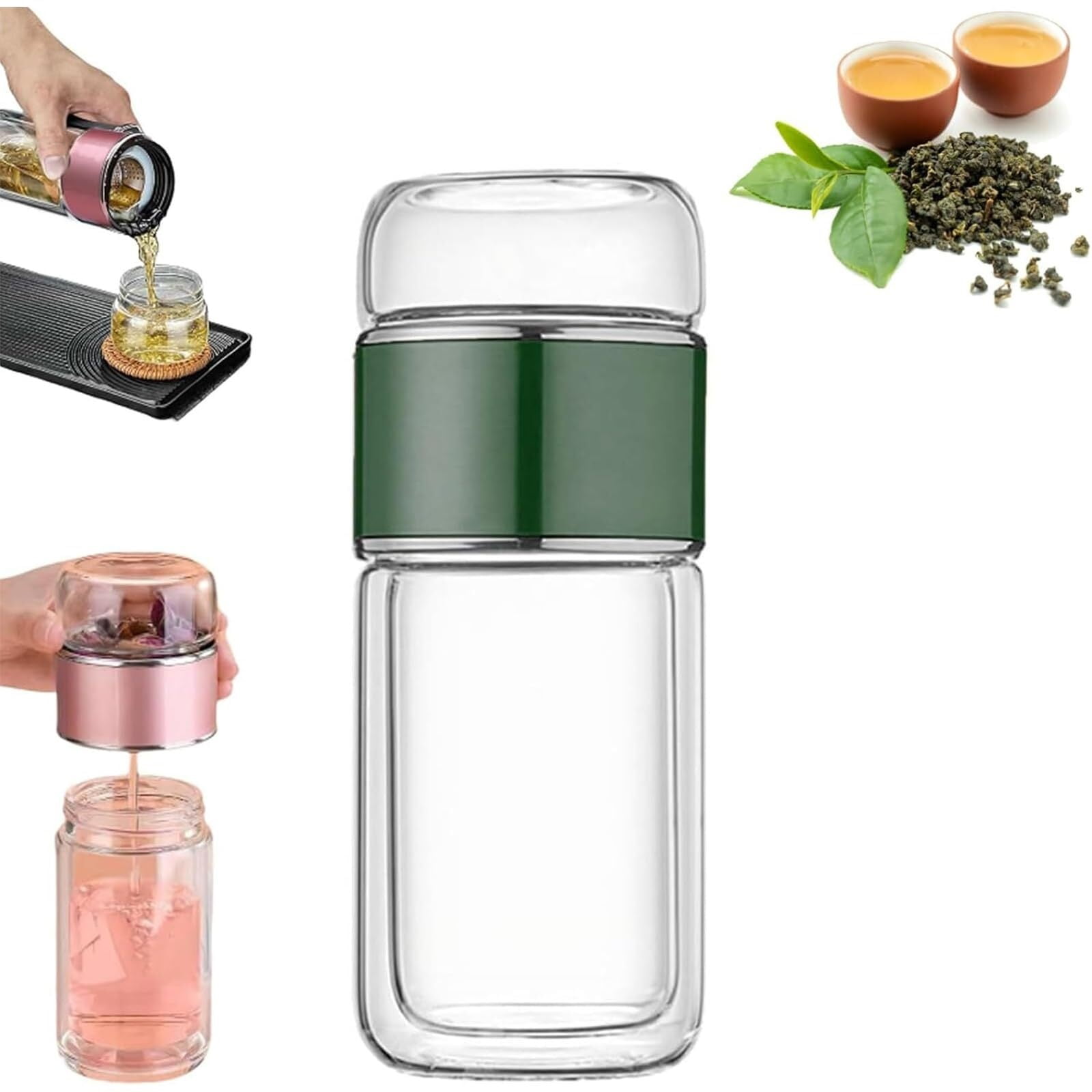 zhangxinan Tea Infuser, Glass Tea Infuser Bottle, 3 in 1 Smart Tea ...