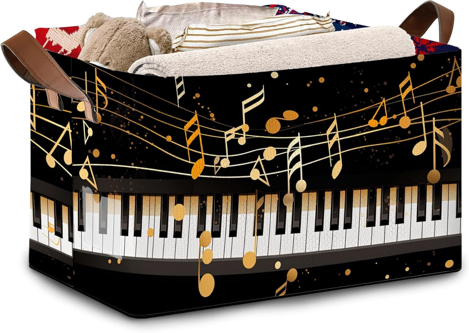 zhanyu-Piano Keyboard Pattern Storage Basket Large 17x11.5x10.5 Inche ...