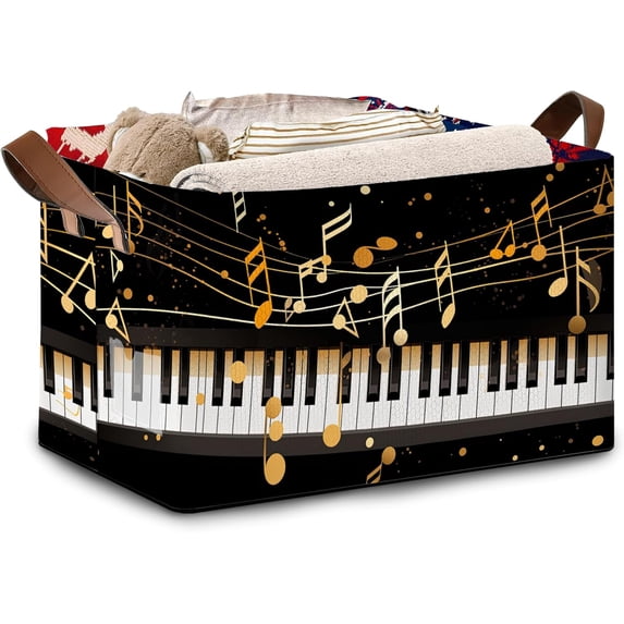 zhanyu-Piano Keyboard Pattern Storage Basket Large 17x11.5x10.5 Inche ...
