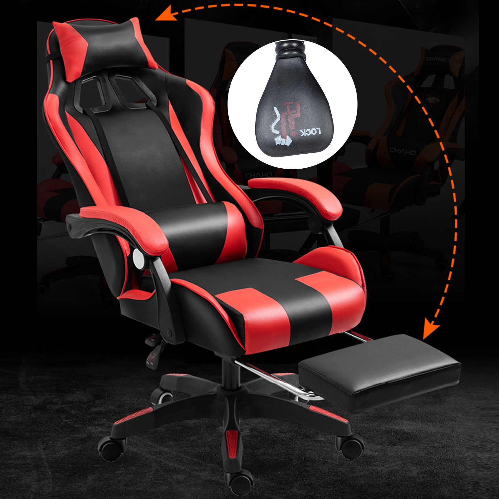 zhikuangxia Gaming Chair with Footrest and RGB LED Lights,3 in 1 ...