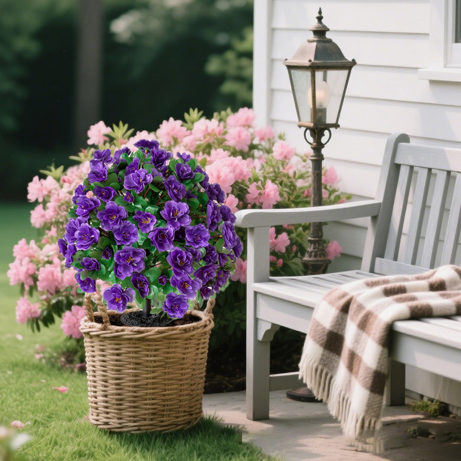 zhmrfg Artificial Azalea Ground Plug Flowers – Outdoor Courtyard ...