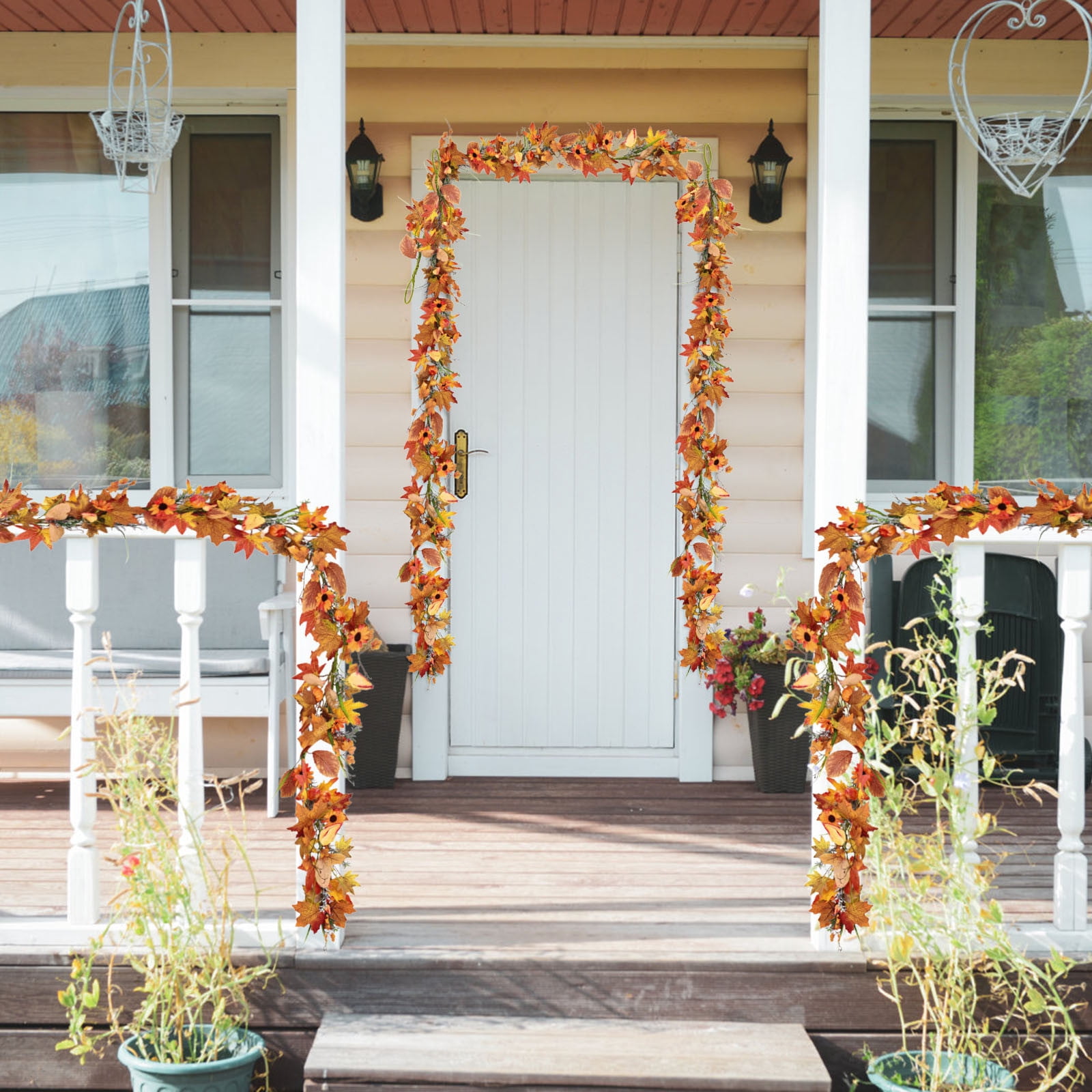 zhmrfg Brown Magnolia Leaf Garland 1.8 Meters Artificial Garland with ...