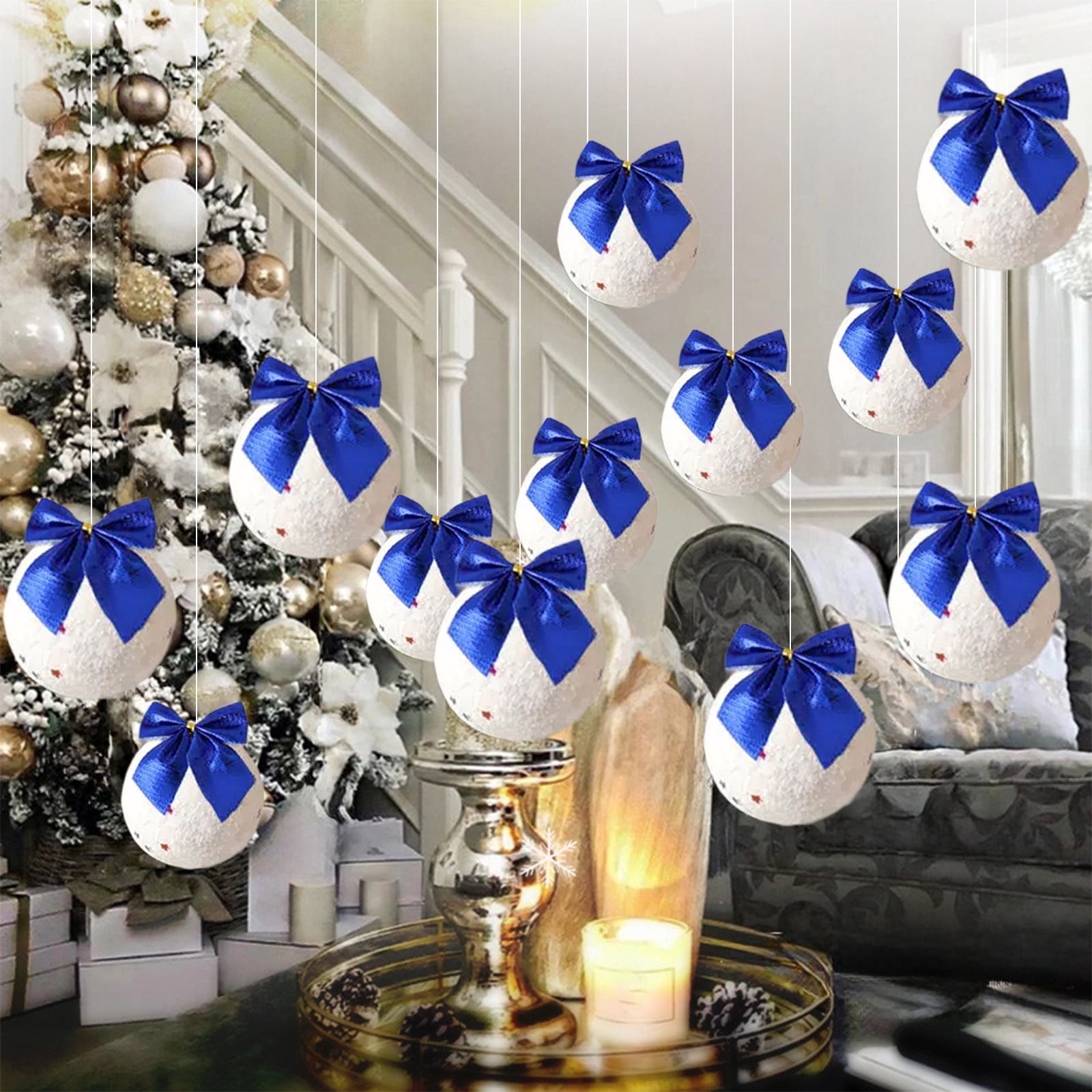 zhmrfg Christmas Ball Pendant Decoration Snowball Bow Hanging Ornaments ...