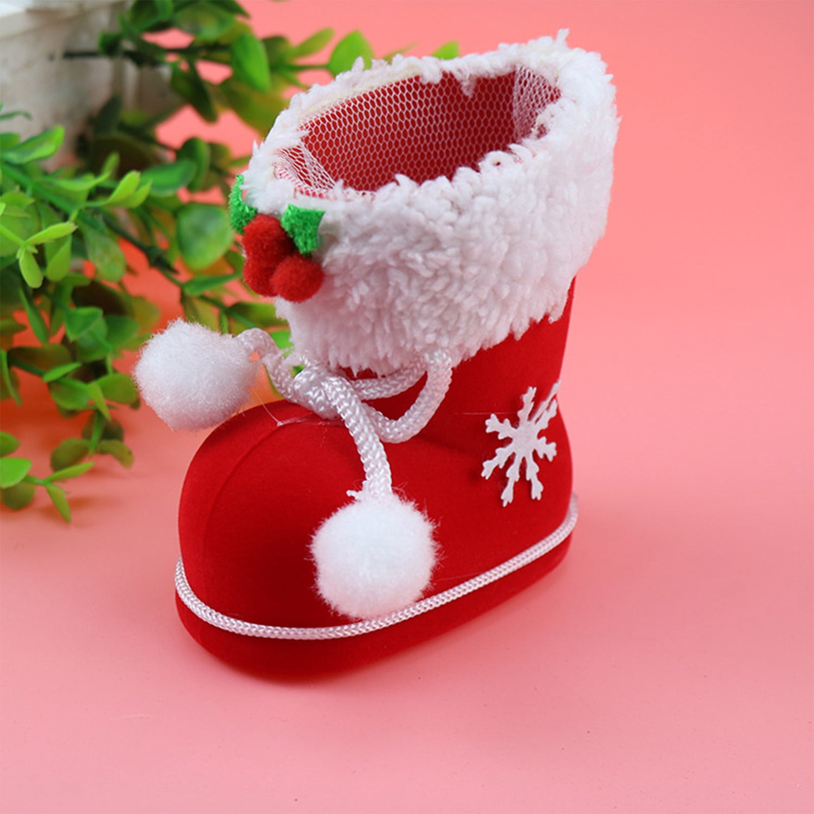 zhmrfg Christmas Candy Boots, Red Flocked Boots for Holiday Gift ...