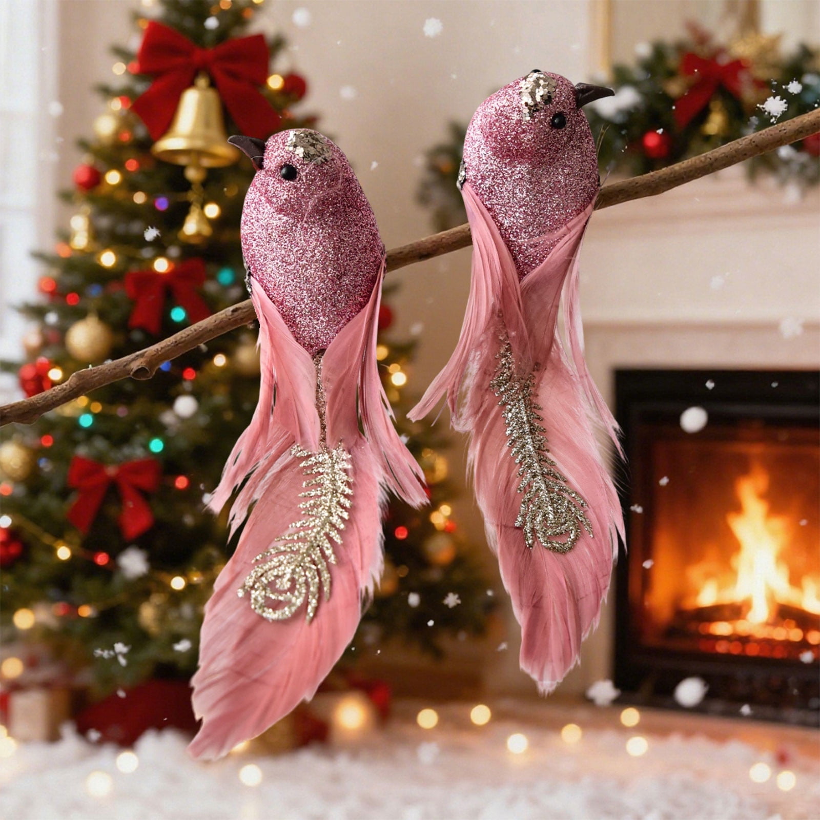 zhmrfg Christmas Decorations, Christmas Gift-2Pcs Colorful Feather ...