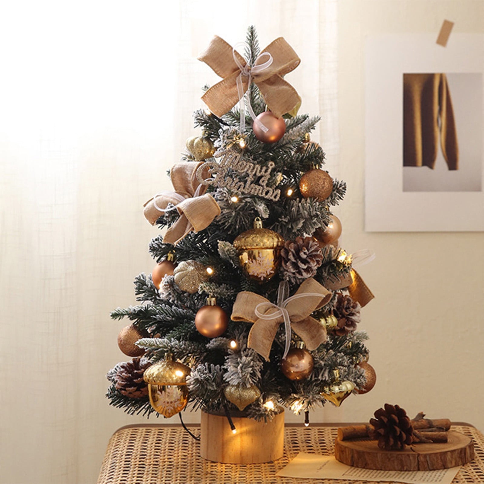 zhmrfg DIY Mini Christmas Tree 45CM Tabletop Tree with Lights for ...