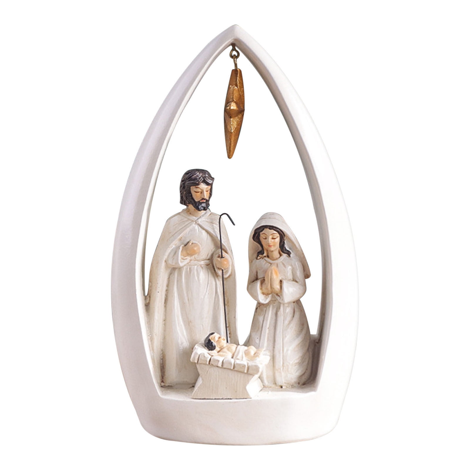 zhmrfg Religious Nativity Resin Figurine, Classic Christmas Ornament ...
