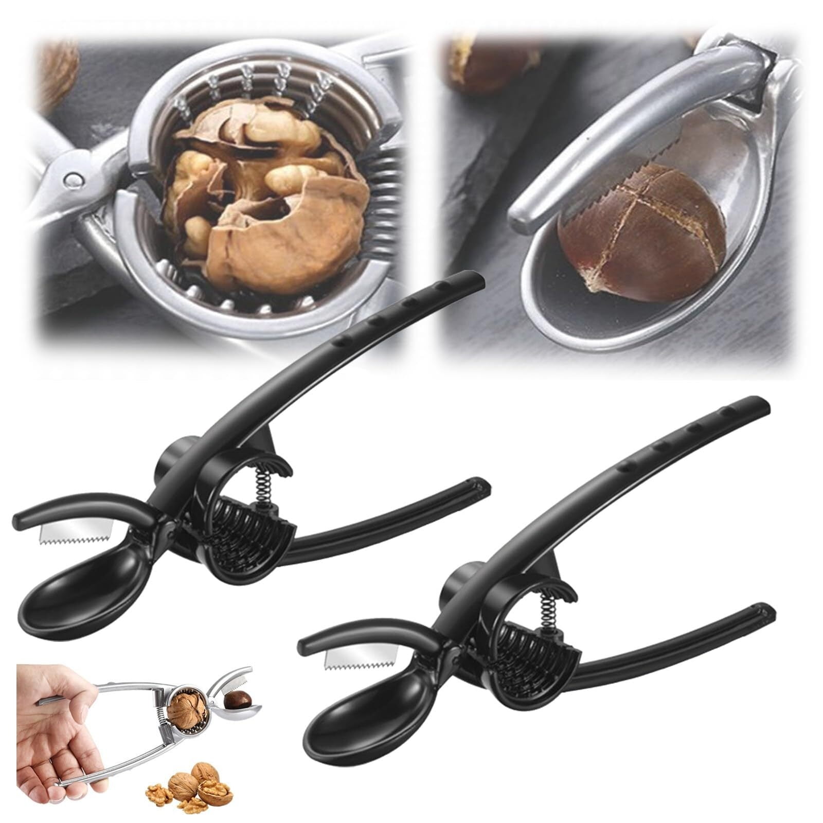 zhojing 2-in-1 Nut Cracker Walnut,Chestnut Cutter Tool,Heavy Duty Nut ...