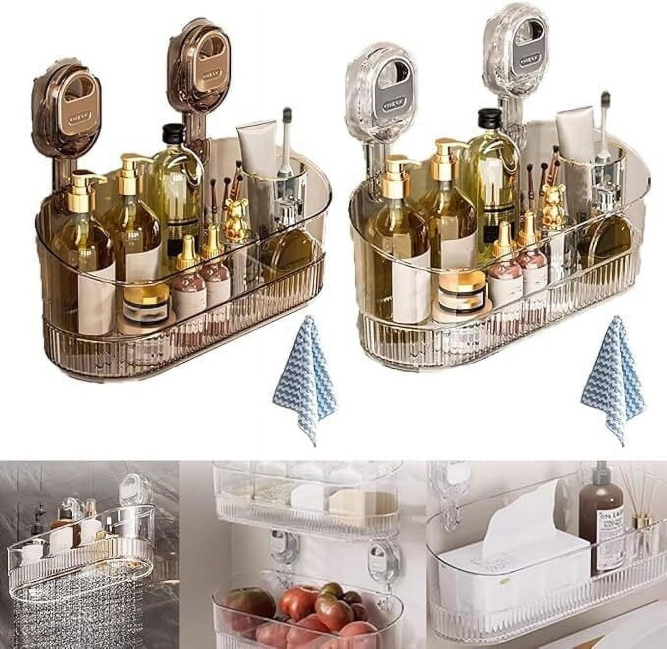 zhojing Firmstaunch Suction Cup Storage,No-Drill Bathroom Suction ...