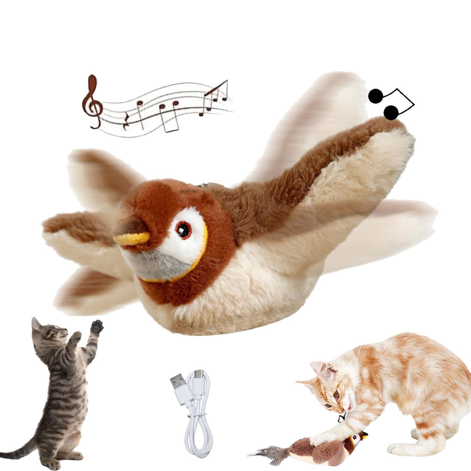 zhojing Flying Bird Cat Toy, Bird Chase Cat Toy, Chirping Bird Cat Toy ...