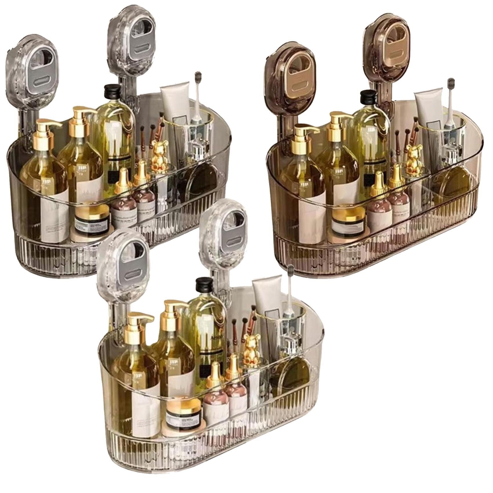 zhojing No-Drill Bathroom Suction Storage Box,Corrugated Suction Cup ...