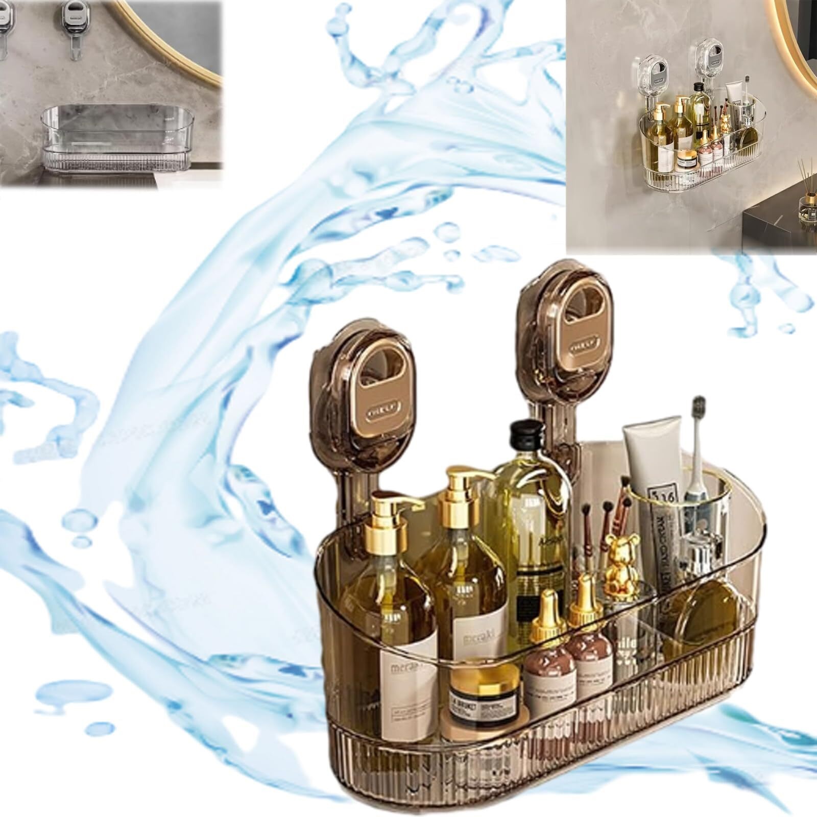 zhojing No-Drill Bathroom Suction Storage Box Large Capacity & Strong ...