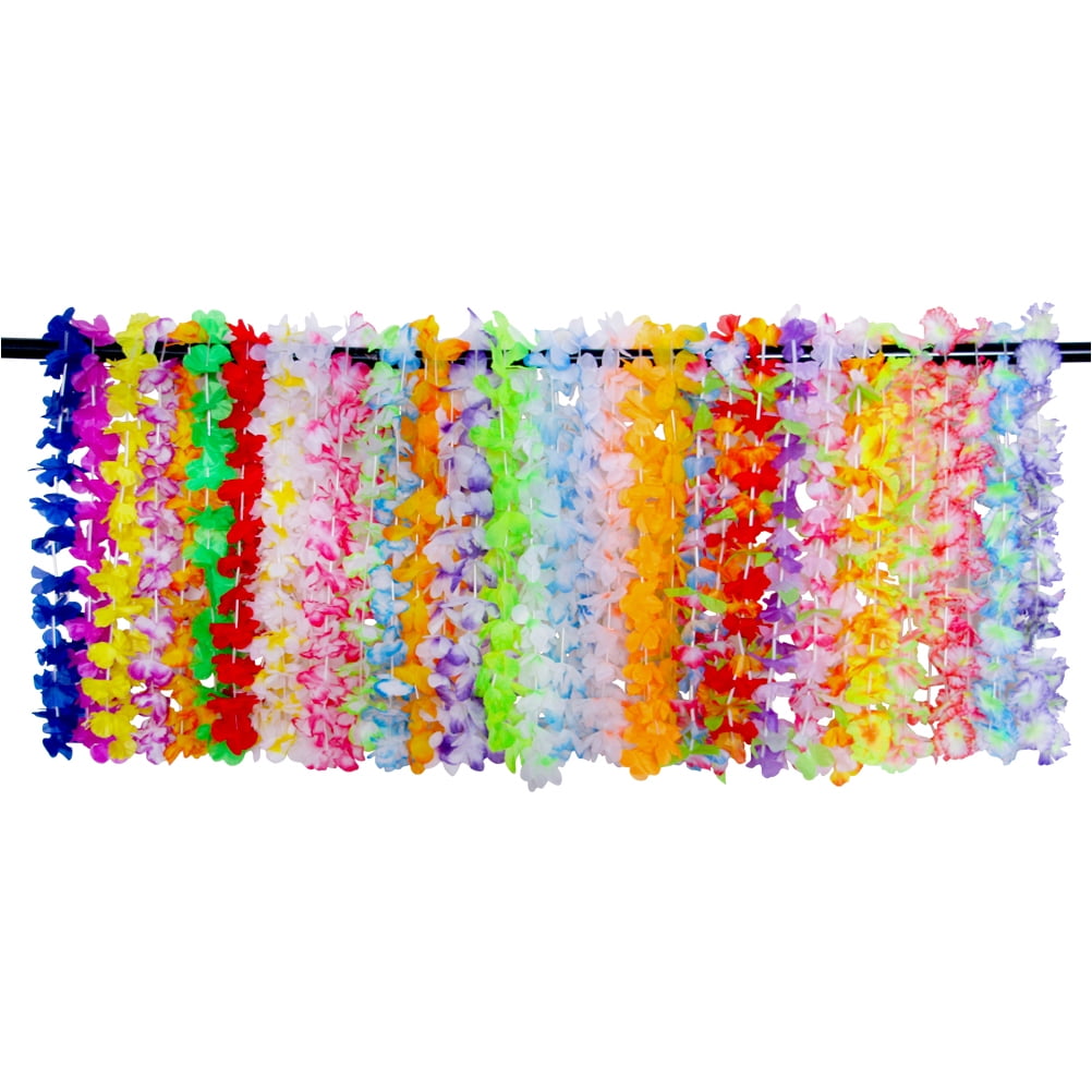 zhuxiali 36PCS Hawaiian Garland Colorful Artificial Flowers Neck Wreath ...
