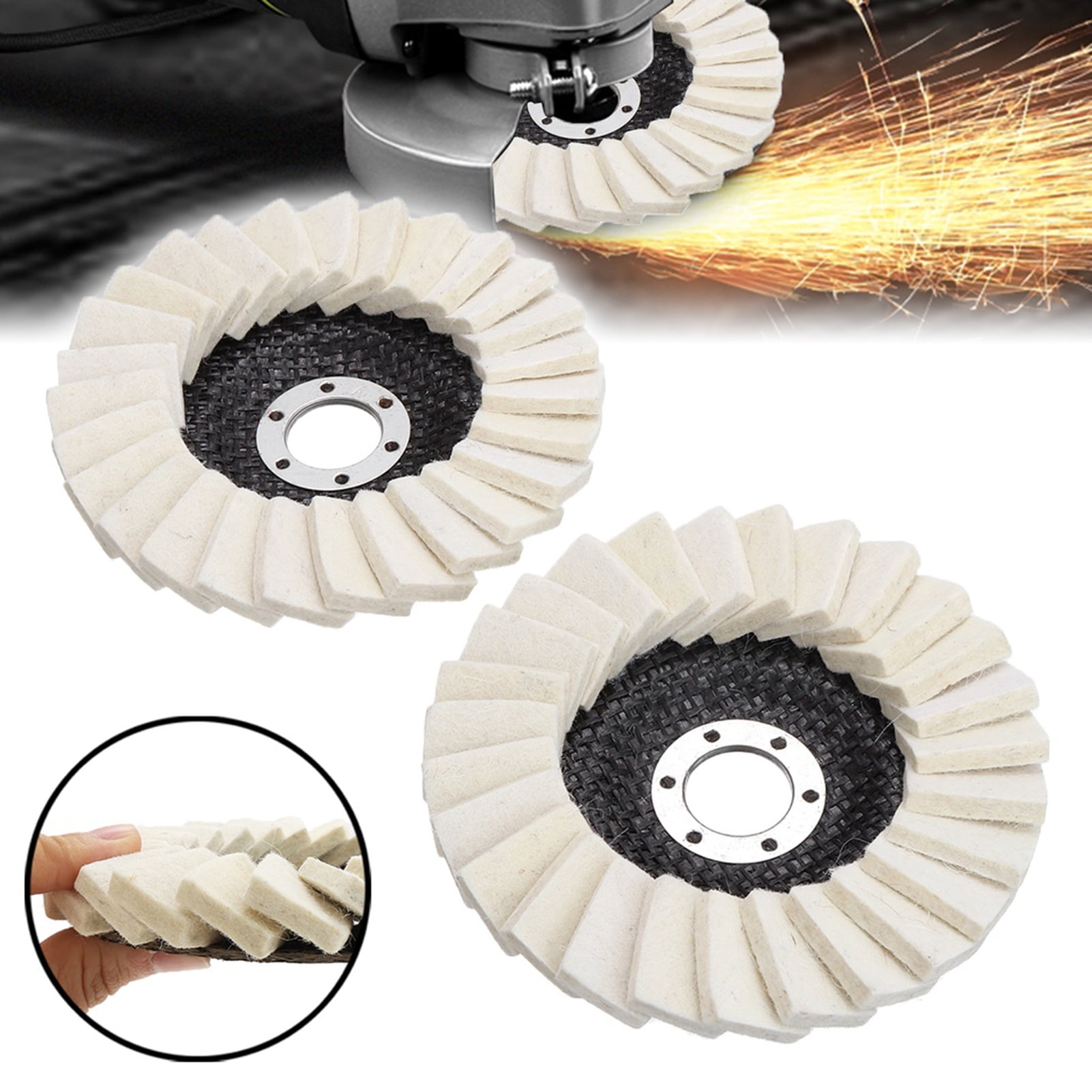 ziertyon 1/2/5Pcs 4.5 Inch/5 Inch Wool Felt Flap Polishing Disc Wool ...