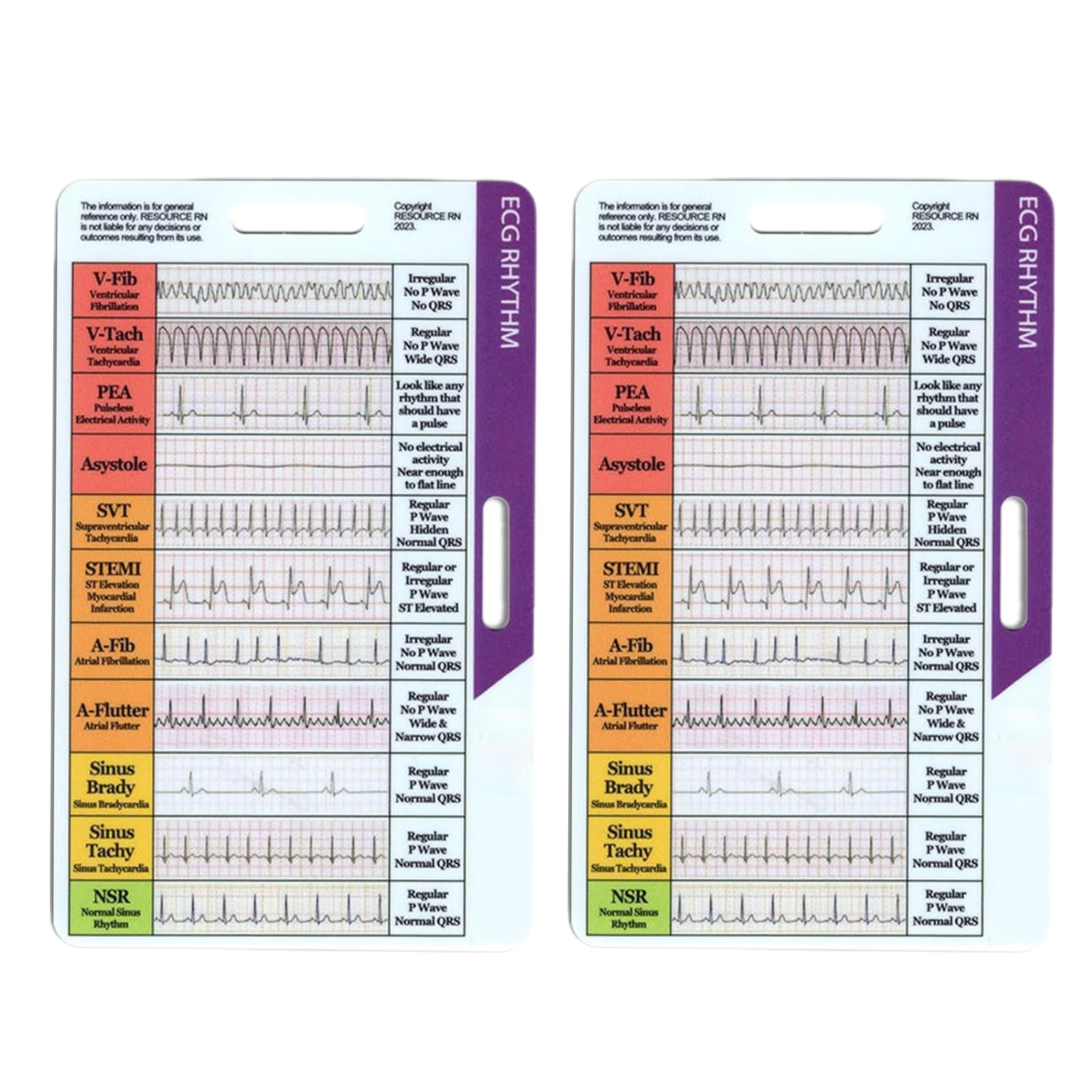 ziertyon 1/2Pcs EKG Rhythm Pocket Card Double Sided EKG Rhythm ...