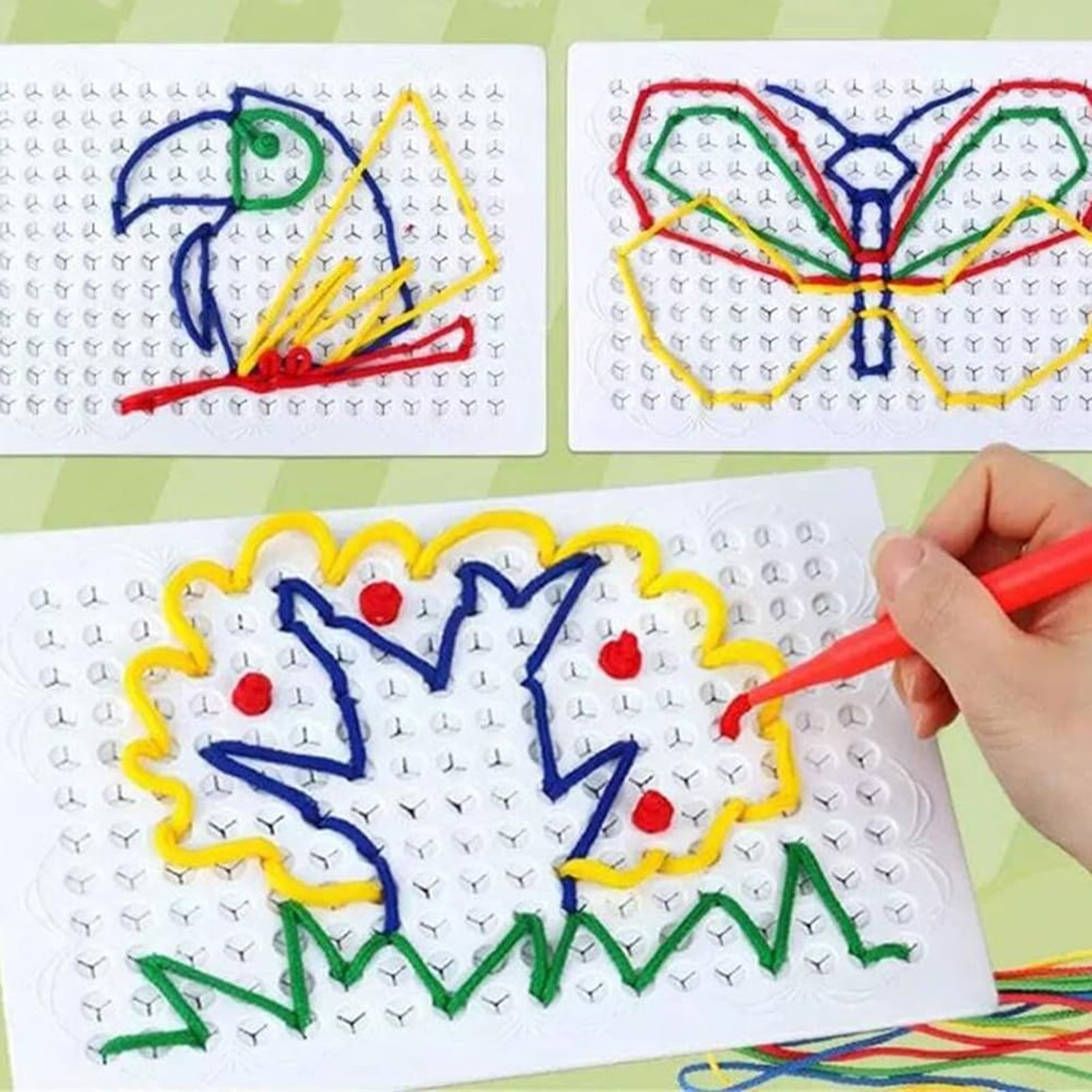 ziertyon 1 Set Kids Educational Threading Board Fine Motor Skills Focus ...