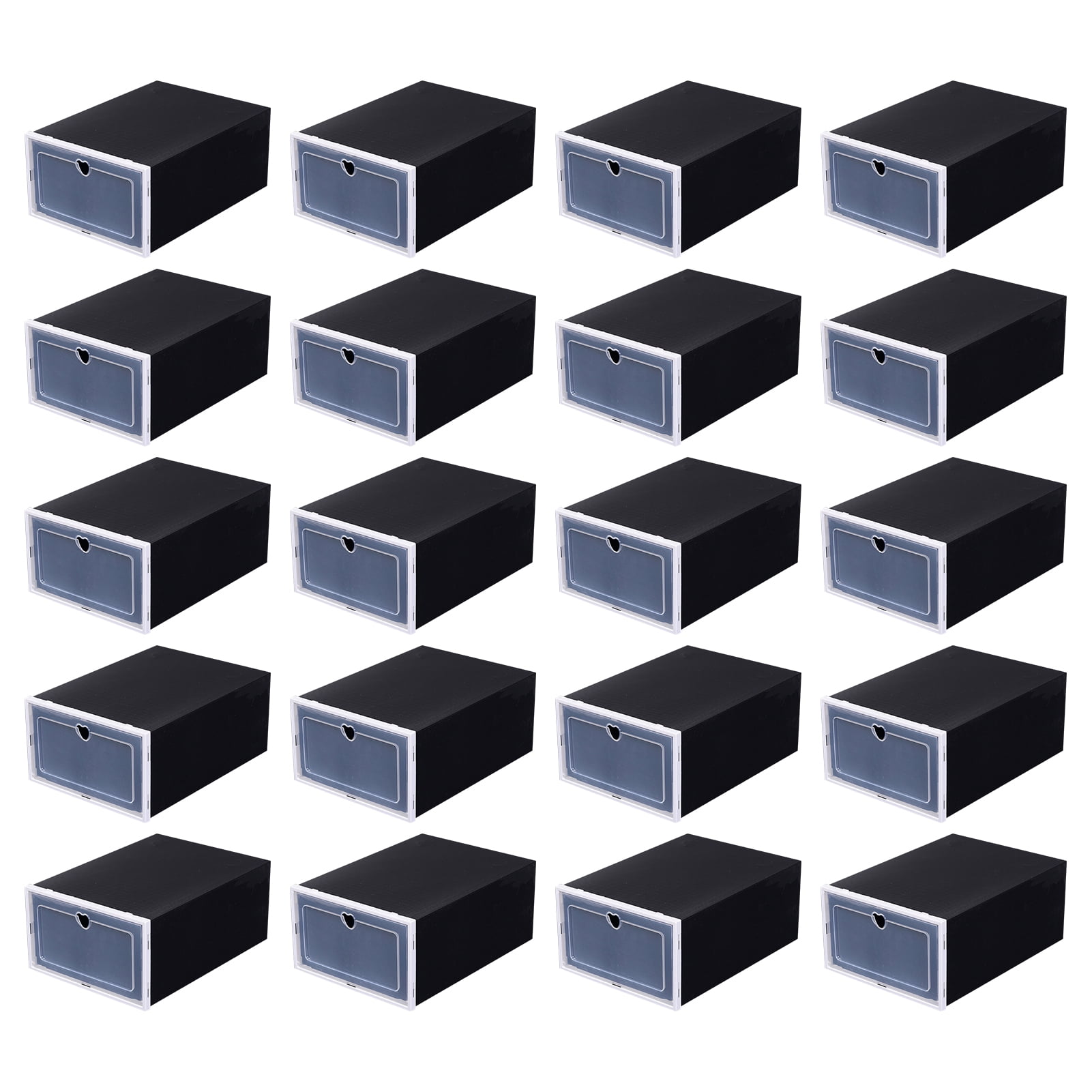 ziertyon 20 Pack Shoe Storage Box, Clear Front Lid Plastic Stackable ...