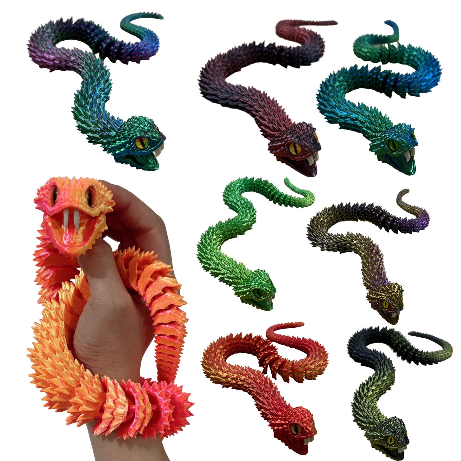 ziertyon 3D Printed Articulated Snake Toy, Flexible Fidget Snake with ...