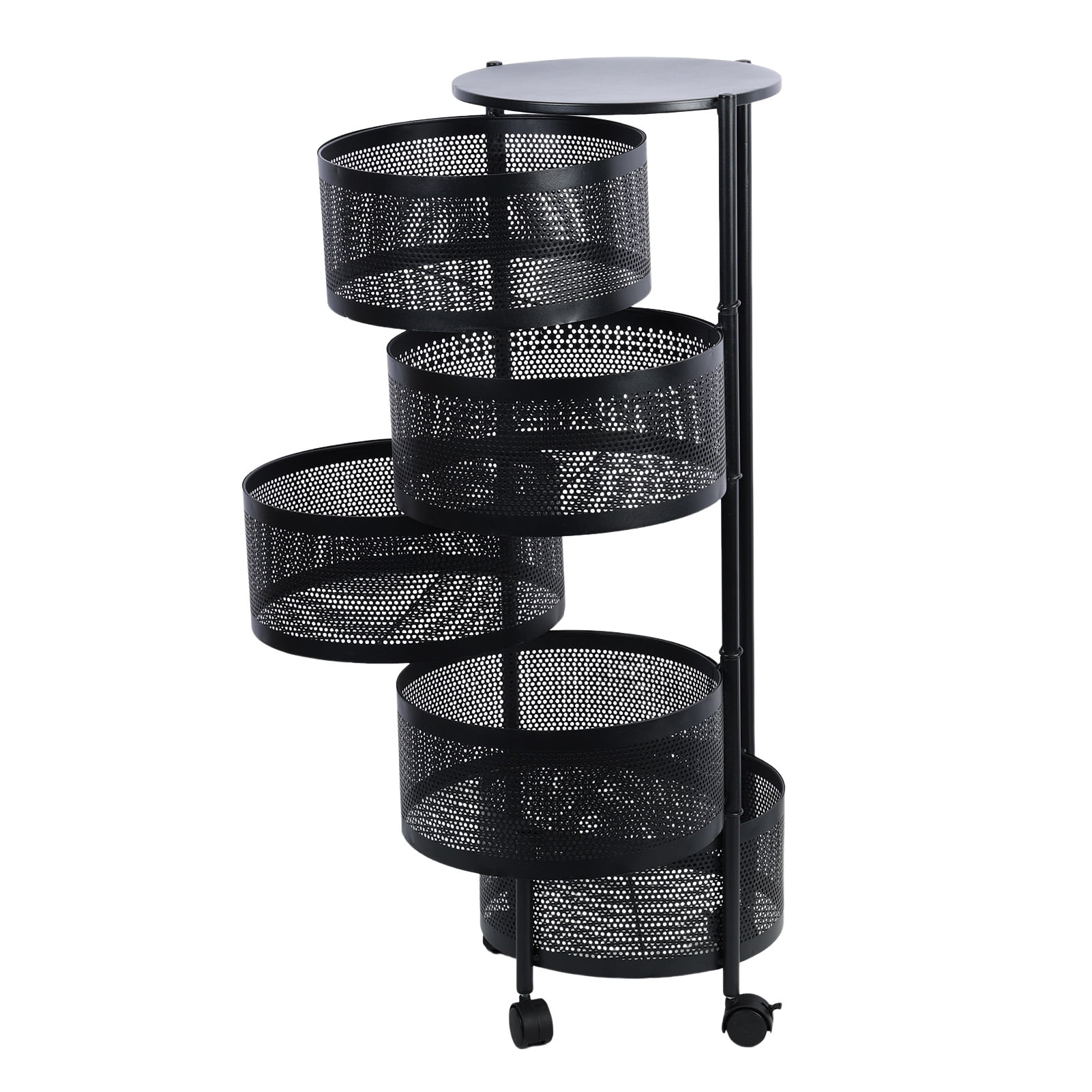 ziertyon 5 Tier Kitchen Storage Cart Circular Rotating Basket With 360 ...