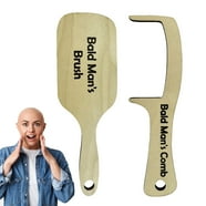 YEAUEME Bald Man Joke Comb Portable Small Wood Fake Hair Brush Toy Bald ...