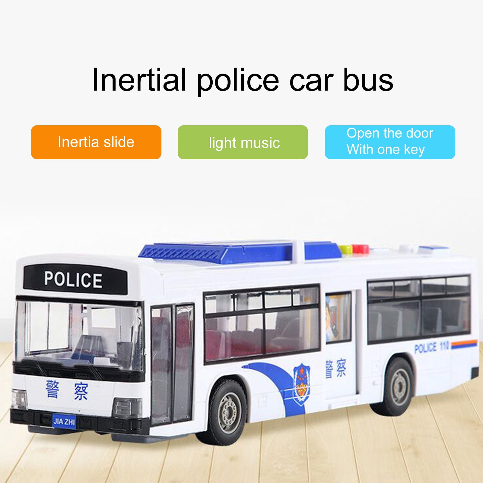 ziertyon Bus Police Car Coasting Innovative Plastic Inertial Police Car ...