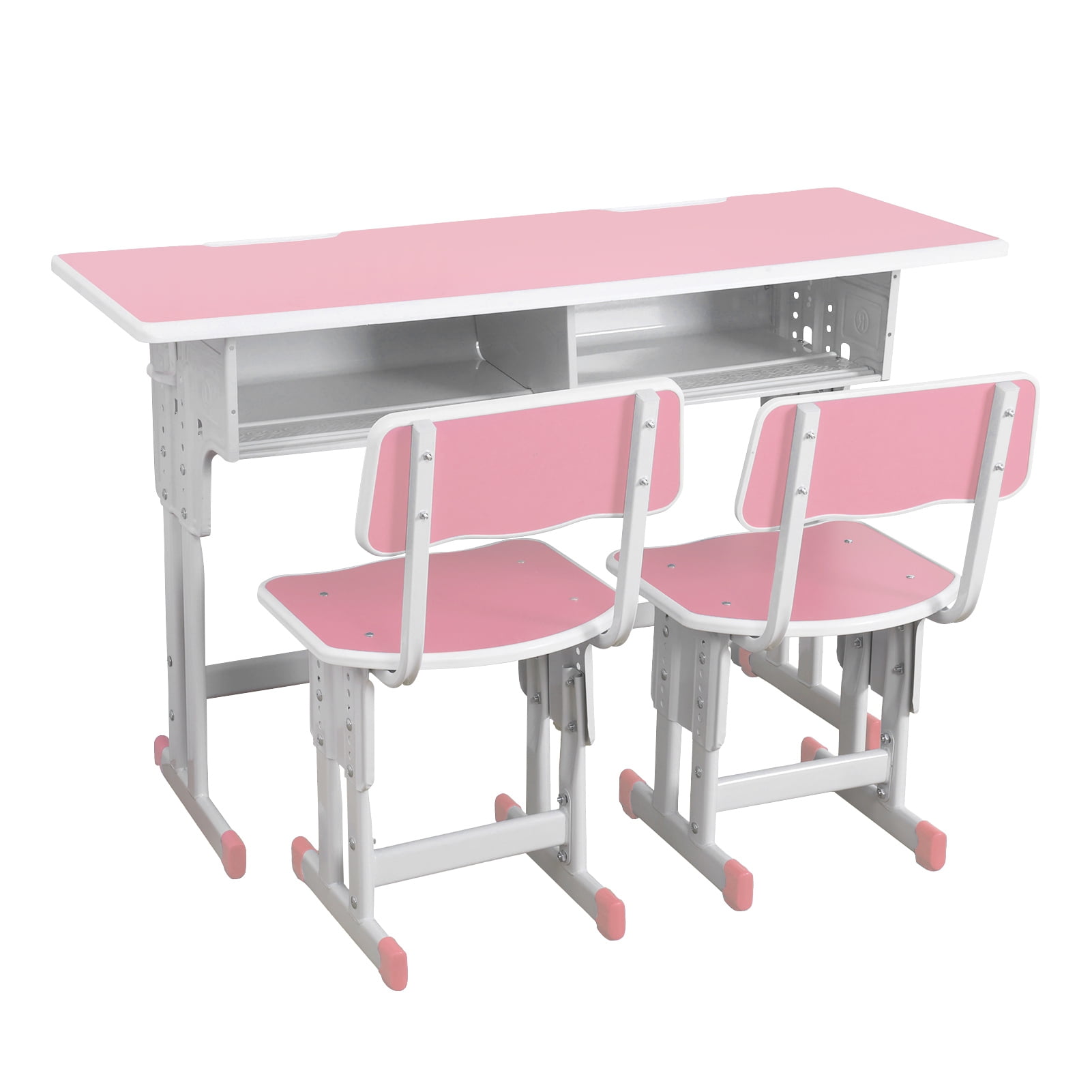 ziertyon Children Double Seat Study Table with 5 Gear Height Adjustment ...