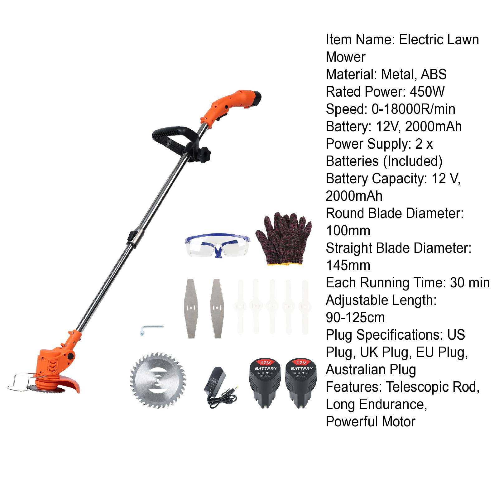 ziertyon Cordless Electric Lawn Mower,Weed Eater Rechargeable Handheld ...