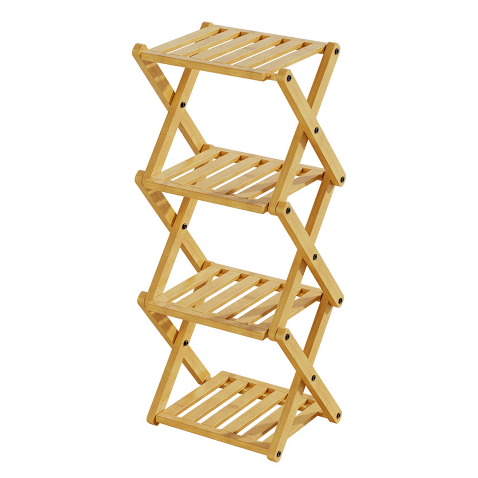 ziertyon Folding Plant Stand 4-Tier Bamboo Plant Rack Shoe Display ...