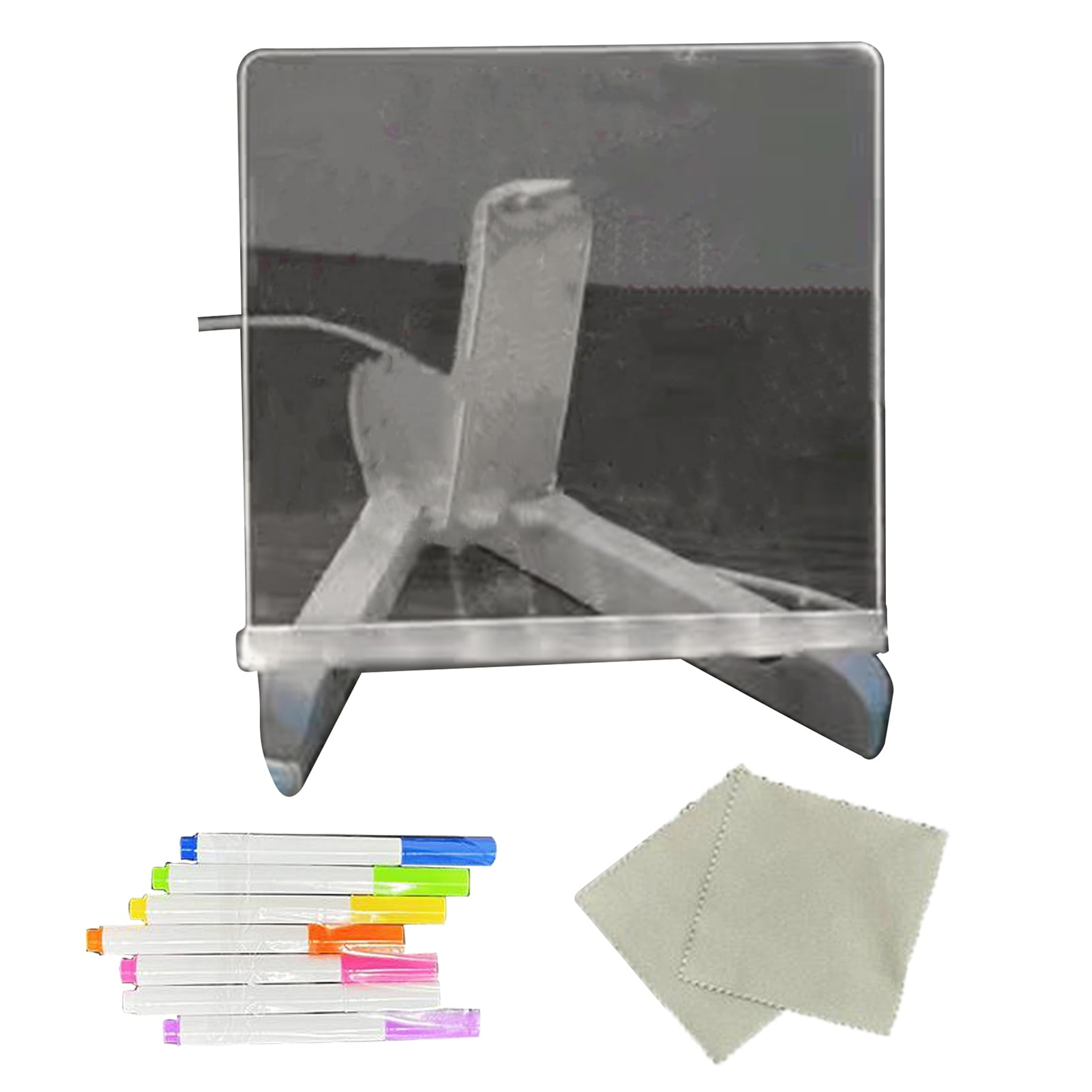 ziertyon Lighted Acrylic Dry Erase Board with Tripod Stand with Pens ...