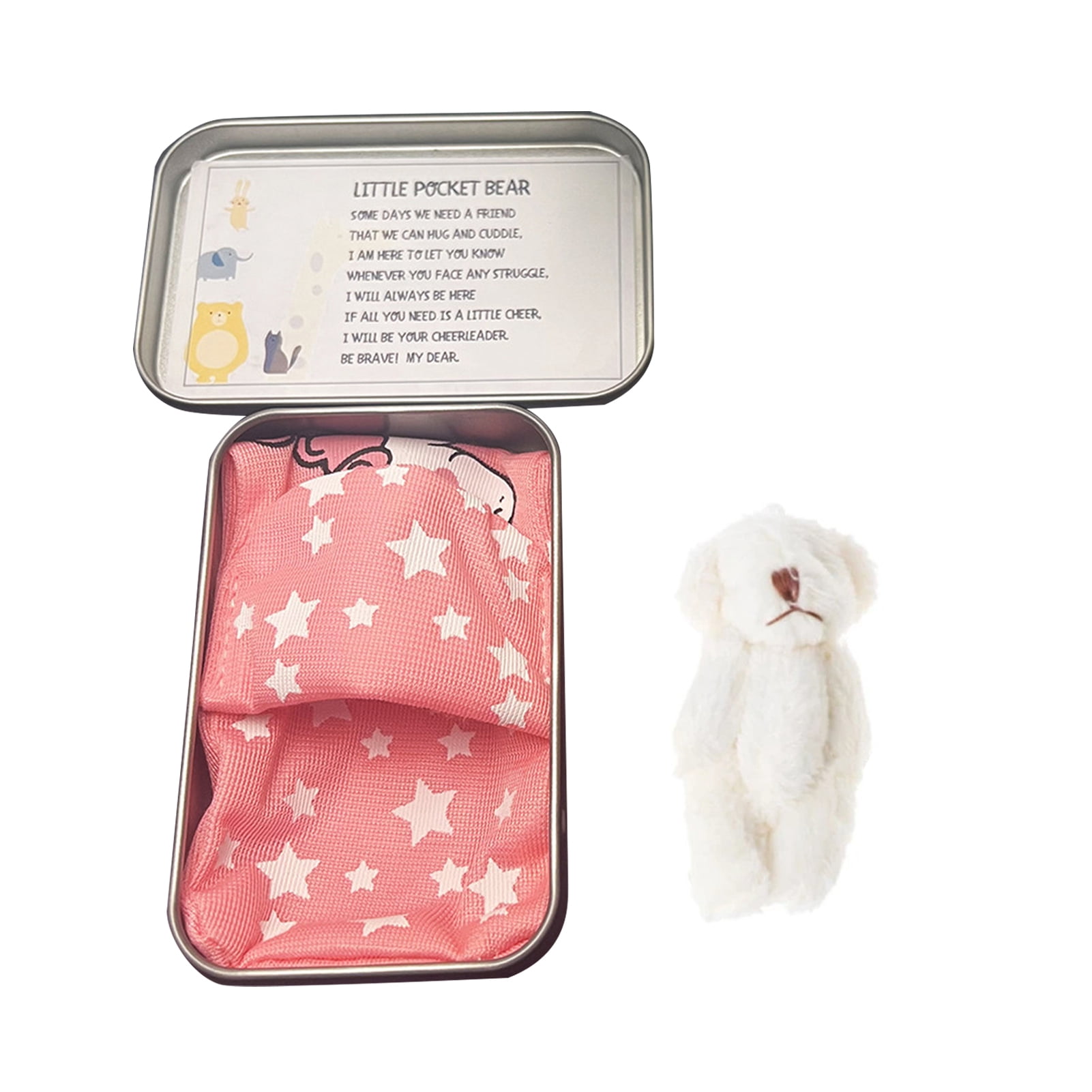ziertyon Little Pocket Plush Bear Stuffed Tiny Bear Animal in A Tin ...