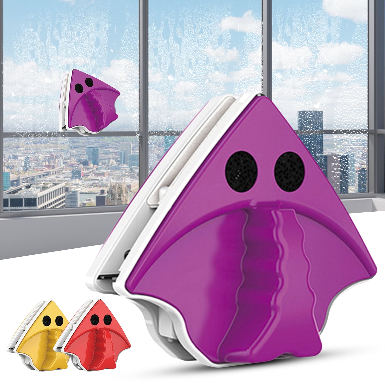 ziertyon Magnetic Window Cleaning Set Double-Sided Glass Wiper Brush ...