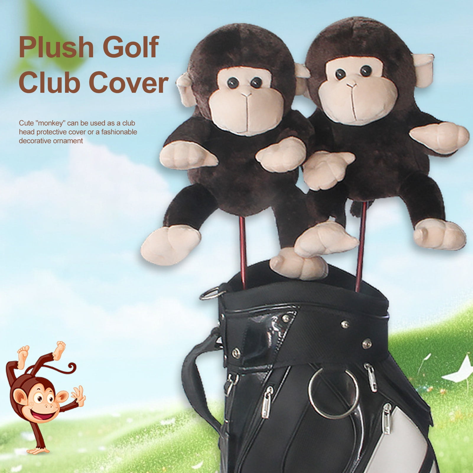 ziertyon Monkey Golf Club Head Cover Plush Monkey Animal Golf Club ...