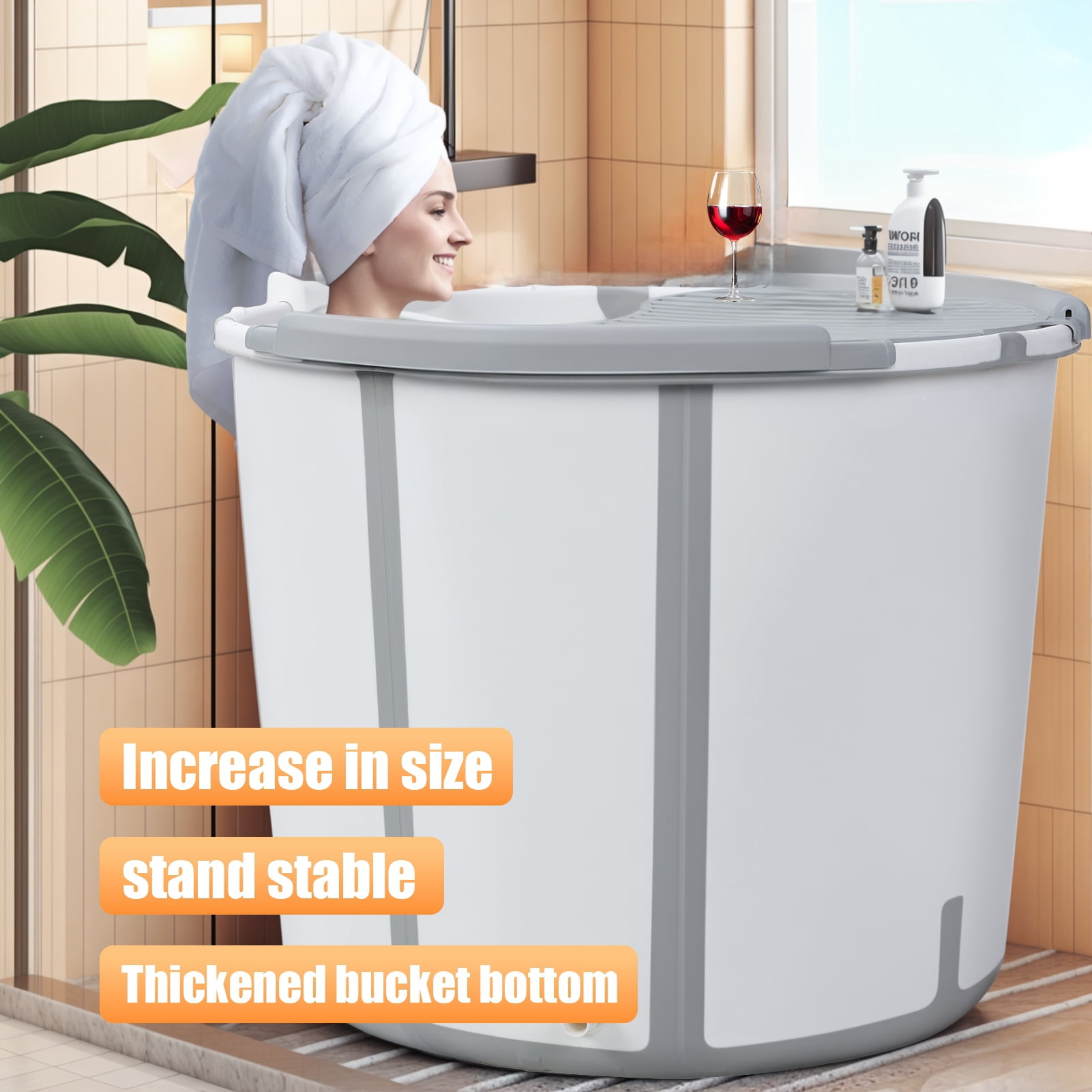 ziertyon Portable Bathtub for Adult,31"Collapsible Tub with Water Pipe ...
