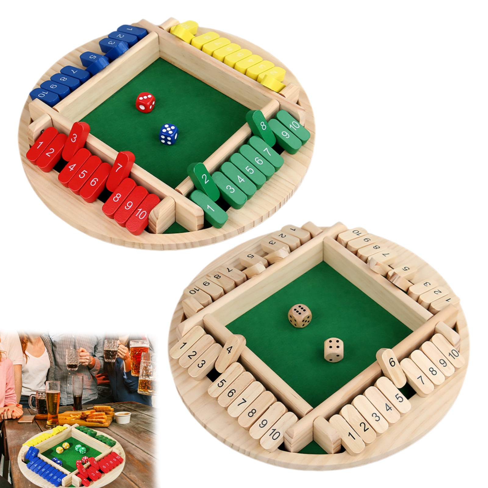 ziertyon Shut The Box Board Game 4-Way Educational Math Number Dice ...