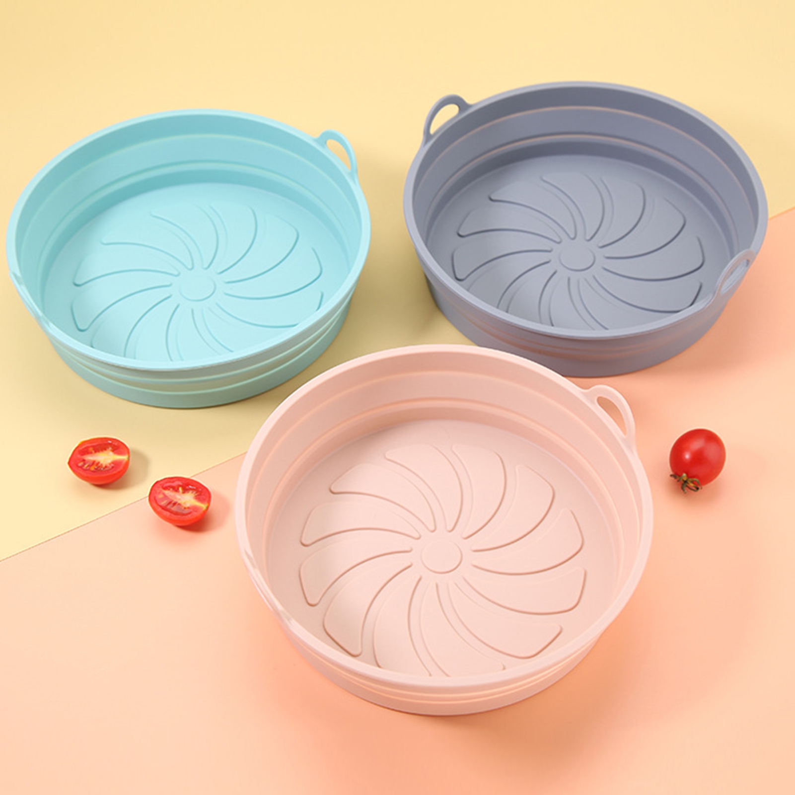 ziertyon Silicone Air Fryer Tray Reusable Baking Pan Non-Stick Basket ...