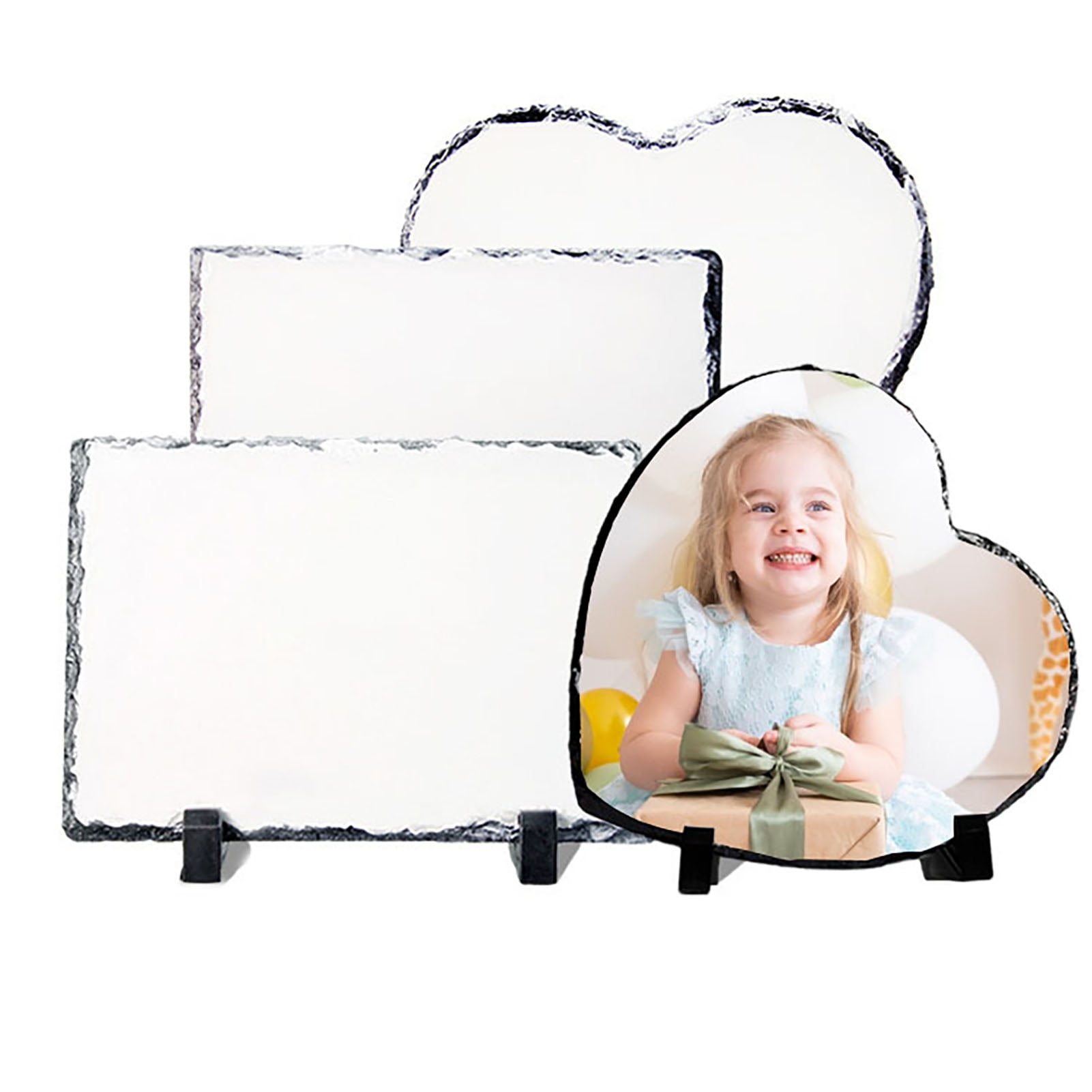 ziertyon Sublimation Slate Heat Transfer Rock Stone Photo Frame with ...