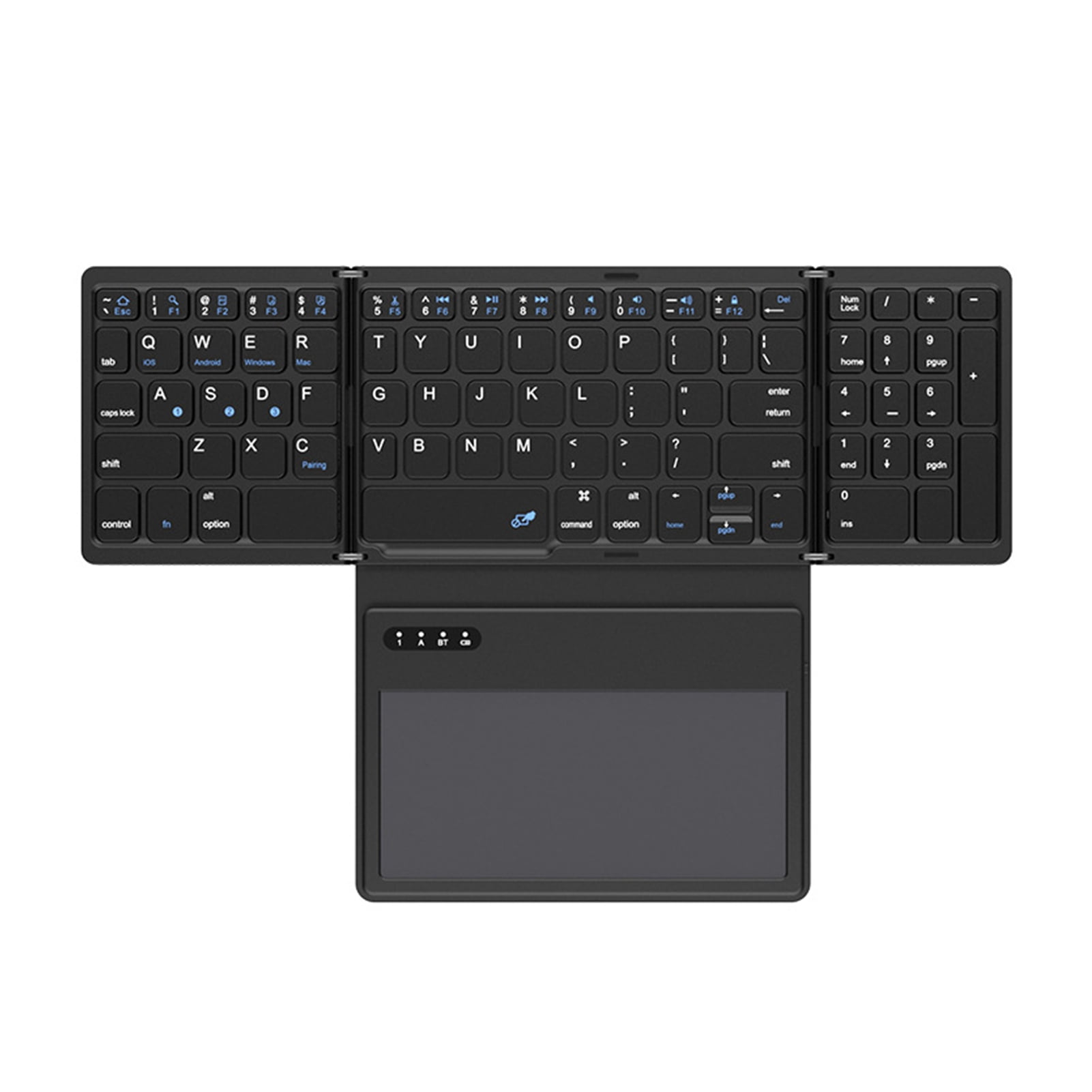 ziertyon Tri-fold Wireless Keyboard with Touchpad Portable Rechargeable ...