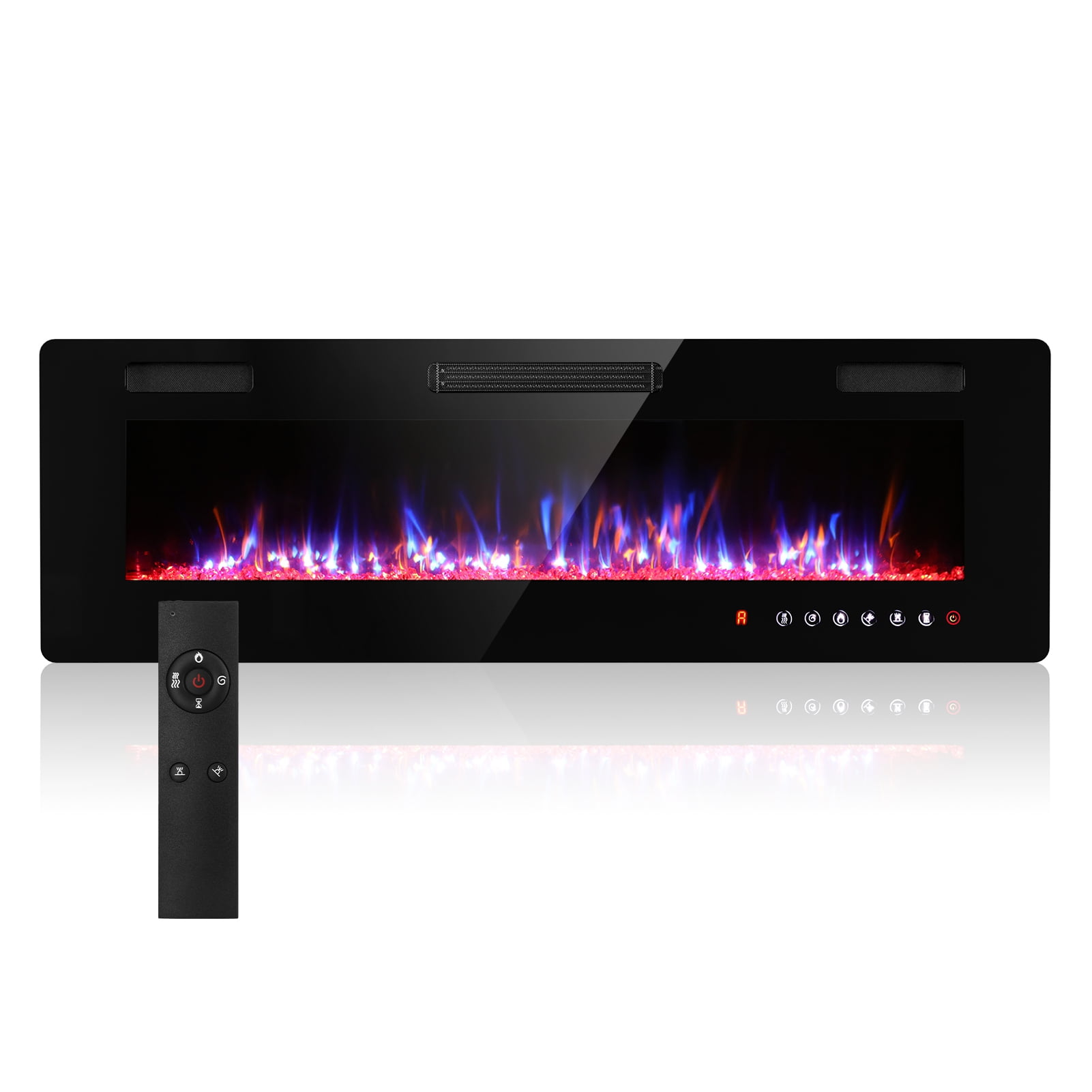 ziertyon Wall Mounted Electric Fireplace with 12 Flames Color High ...