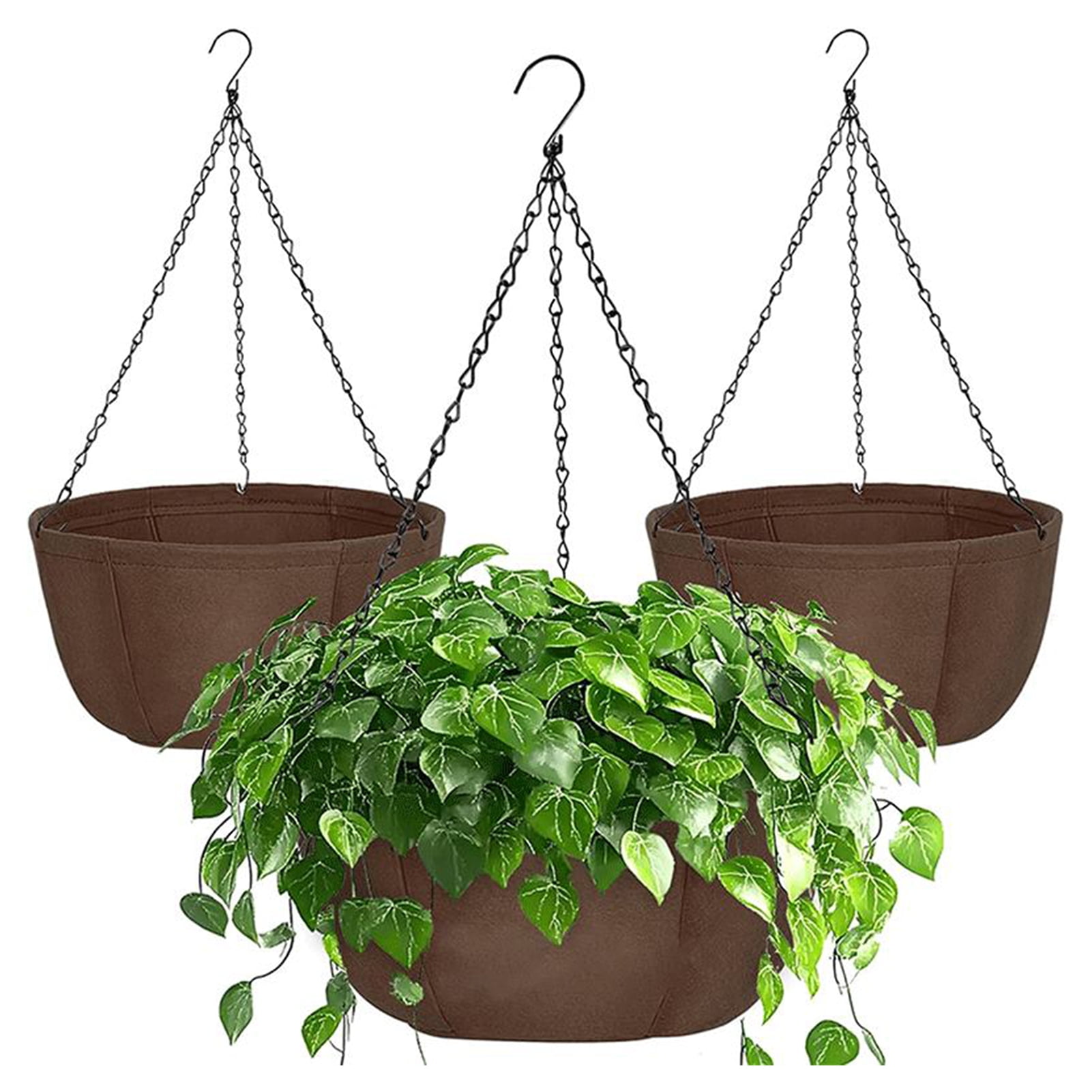 zierytyon 3 Pcs Outdoor Hanging Planters Fabric Flower Baskets with ...