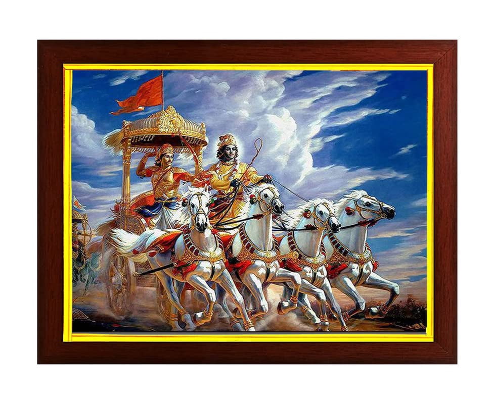 zig zag Krishna and Arjuna on Chariot During Mahabharata war Photo ...